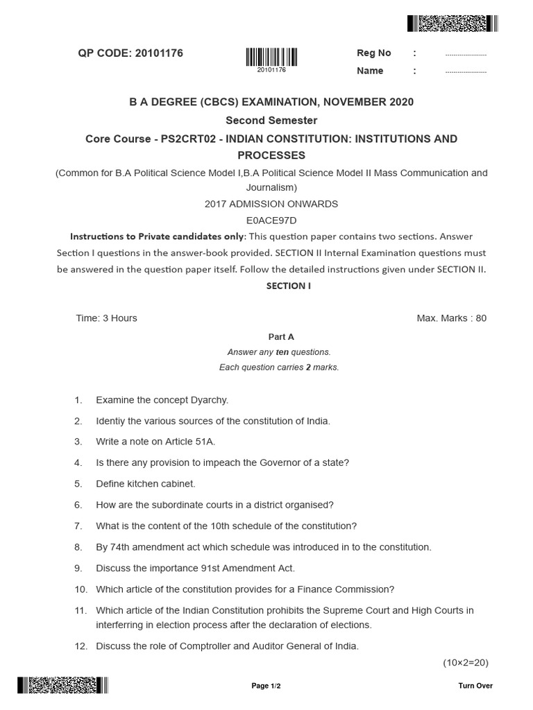 QP Code: 20101176 | PDF | Constitution | Justice