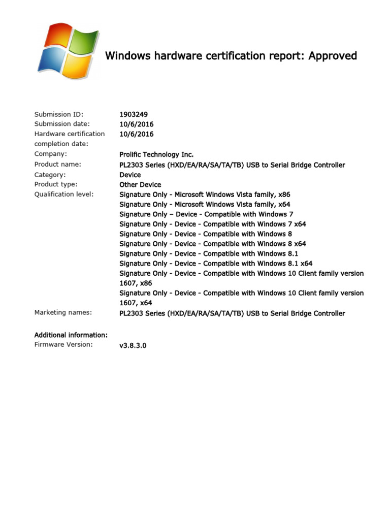 Windows Hardware Certification Report | PDF | Windows 8 | Microsoft Windows