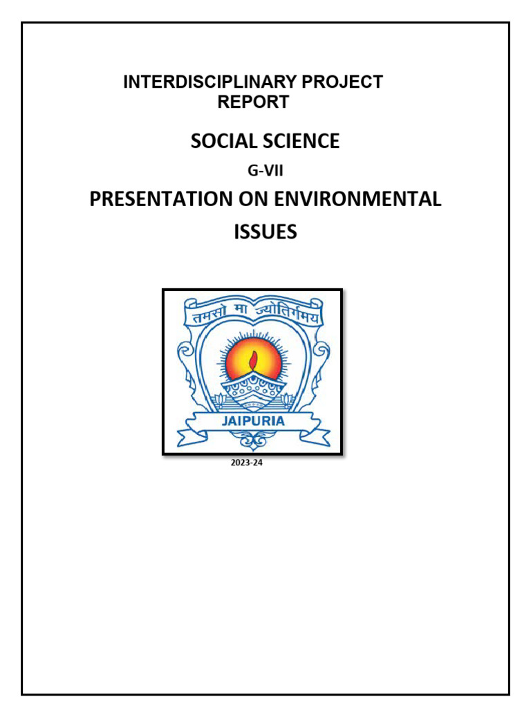 G-Vii SST Interdisciplinary Project Report | PDF | Pollution | Natural Environment