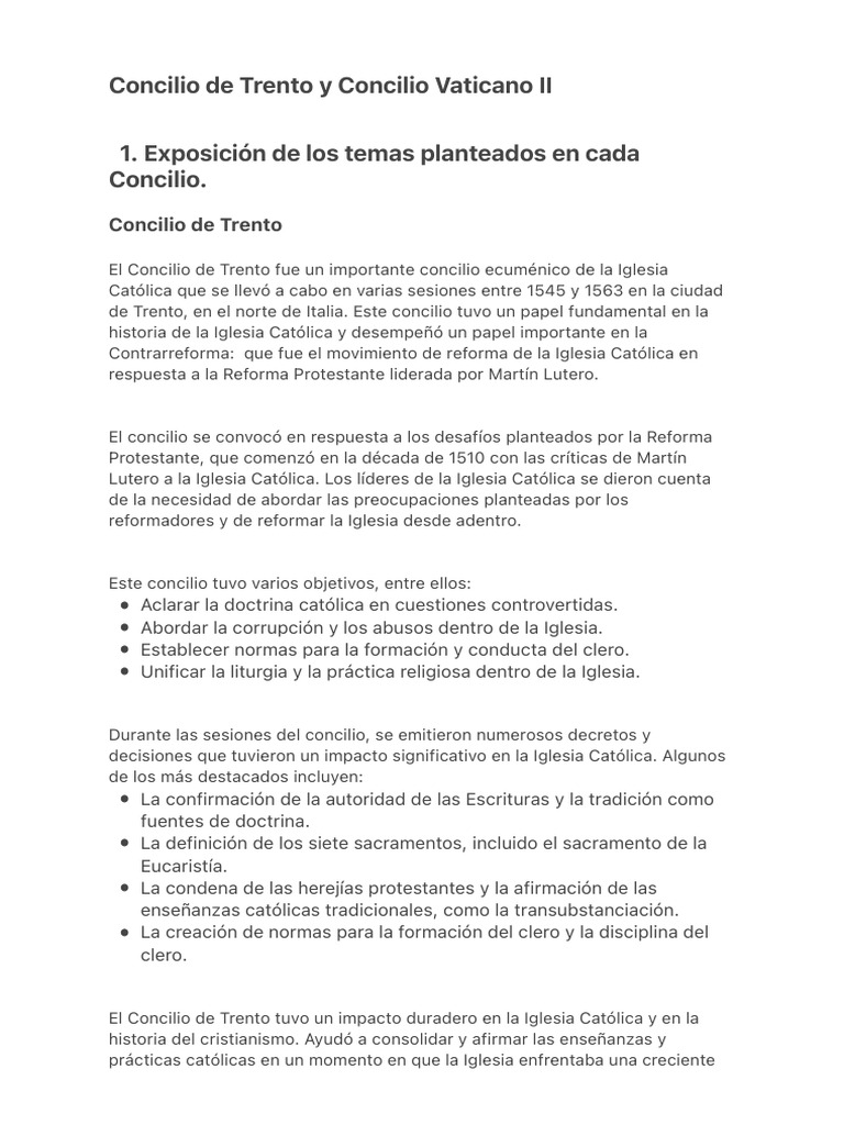Concilio de Trento y Concilio Vaticano II | PDF | Religión y espiritualidad
