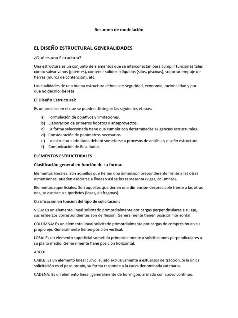 Resumen de Modelación | PDF | Viga (Estructura) | Ingeniería de Edificación