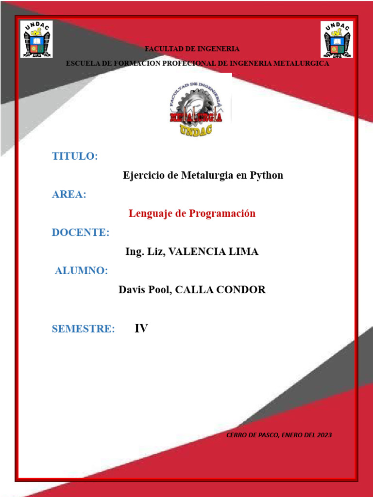 Ejercicios De Lenguaje Python Pdf Hierro Cobre 8493