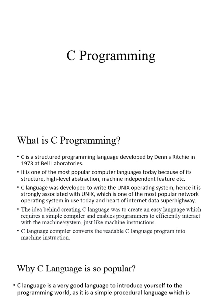 What Is C Programming (Autosaved) | PDF | C (Programming Language) | Programming
