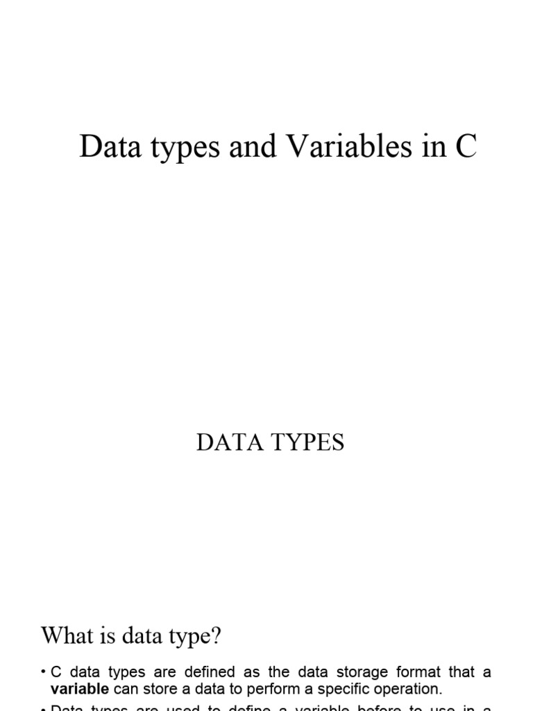 Data Types And Variables In C Pdf Boolean Data Type Variable Computer Science 7101