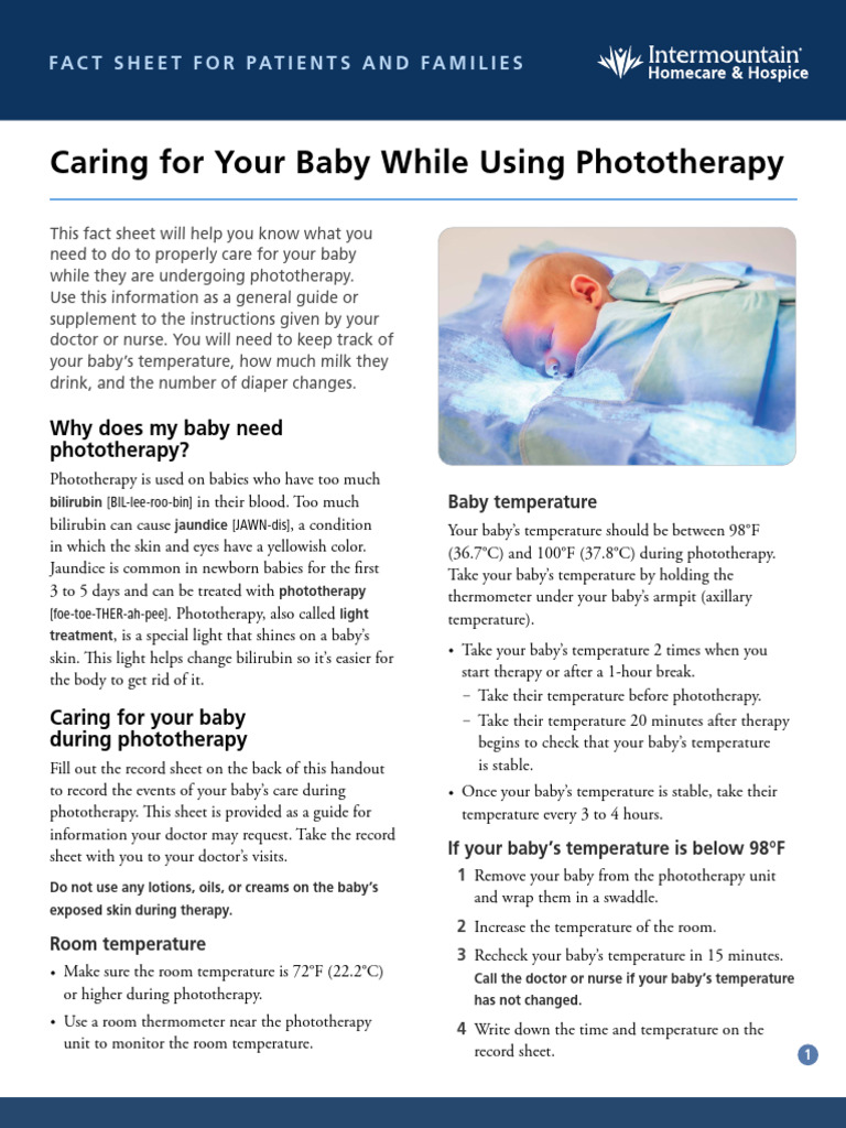 Baby Care During Phototherapy | PDF | Wellness