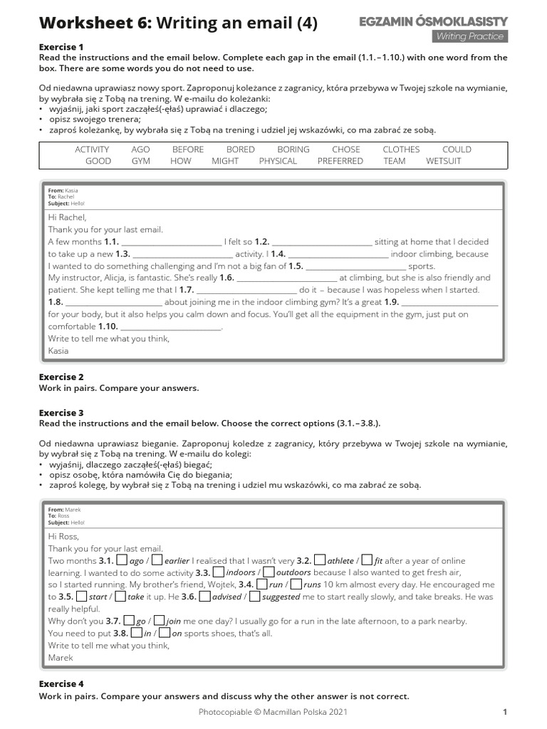 Year 6 Email Writing Worksheet | PDF