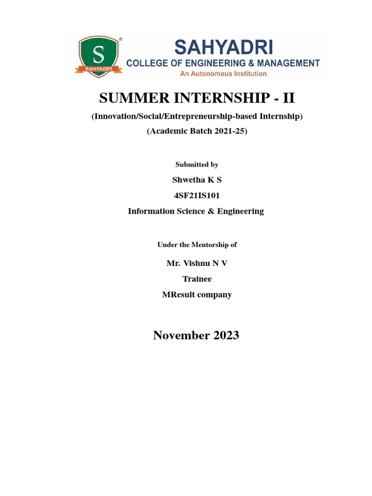 Sahyadri Report | PDF | User Interface | Usability