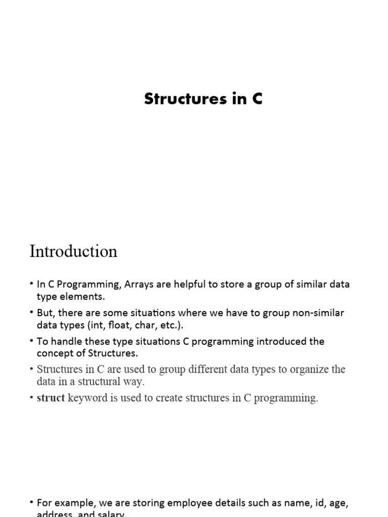 Structures in C | Download Free PDF | Pointer (Computer Programming) | Parameter (Computer ...