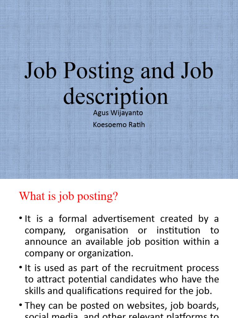 10. Job Posting and Job description | PDF | Communication | Human ...