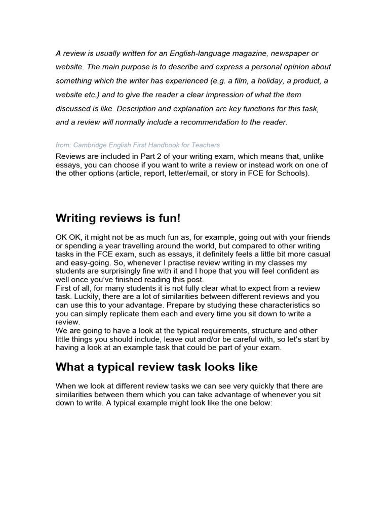 FCE Review Writing Guide and Tips | PDF | Self-Improvement