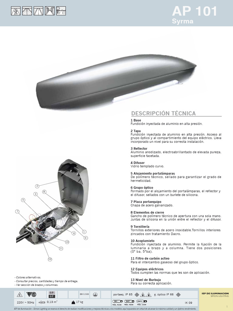Syrma AP-101 (IEP) | Descargar gratis PDF | Aluminio | Tornillo