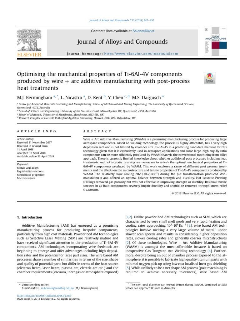 Optimising The Mechanical Properties of Ti-6Al-4V Components Produced ...