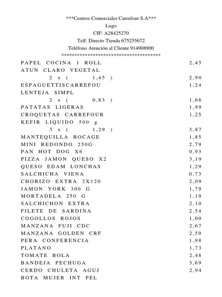 Ticket | PDF | Alimentos | Cocina occidental