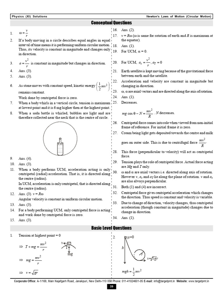 QB Sol NLM Circular Motion | PDF | Acceleration | Rotation Around A Fixed Axis