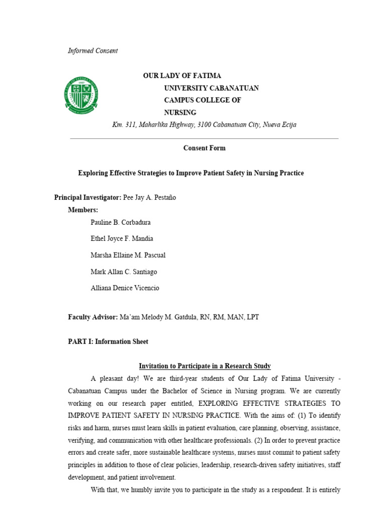 Informed Consent - Group 1 | PDF | Risk | Nursing