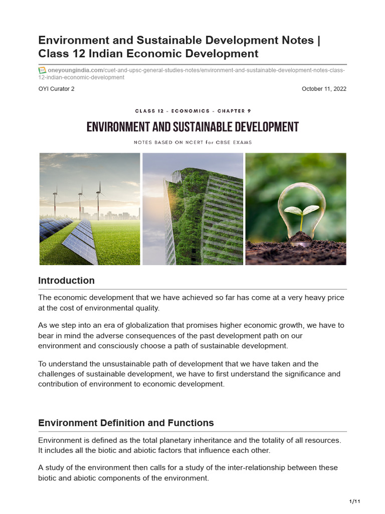 Class 12 Environment & Sustainable Development Notes | PDF | Ozone ...