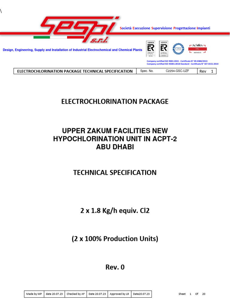 C2254-GSC-UZF Technical specification rev. 1 | PDF | Chlorine ...