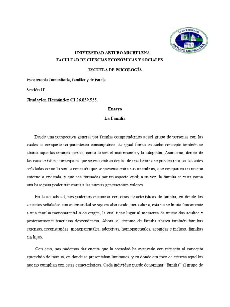 Ensayo Sobre La Familia | PDF | Familia | Psicología Social