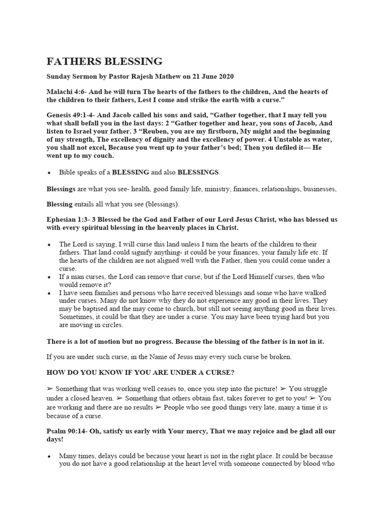 Fathers Blessing | PDF | Ham (Son Of Noah) | Noah