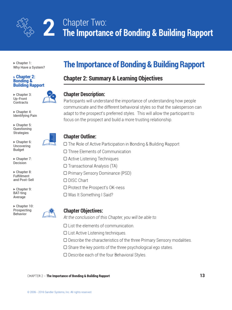 2 Bonding Building Rapport - Sandler Foundations | PDF | Communication ...