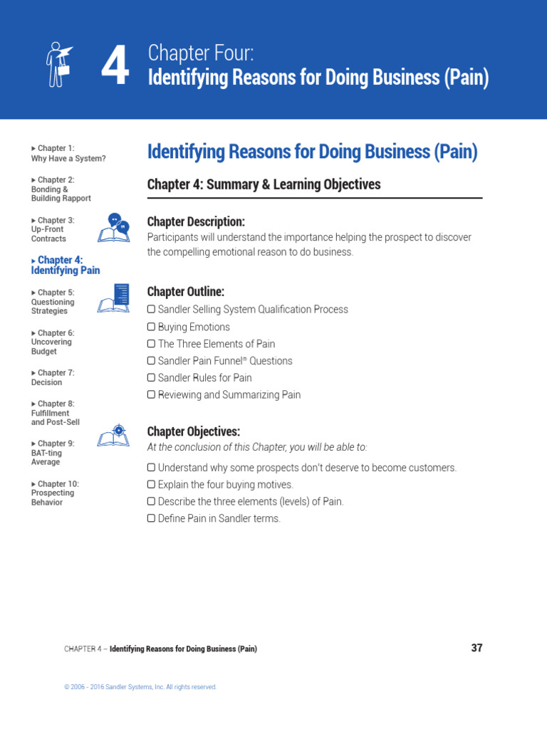4 Identifying The Reasons For Doing Business (Pain) - Sandler ... 4 Identifying The Reasons For Doing Business (Pain) - Sandler ...