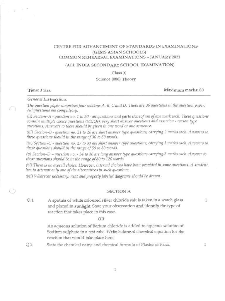 Science Sample QP - 3 | PDF