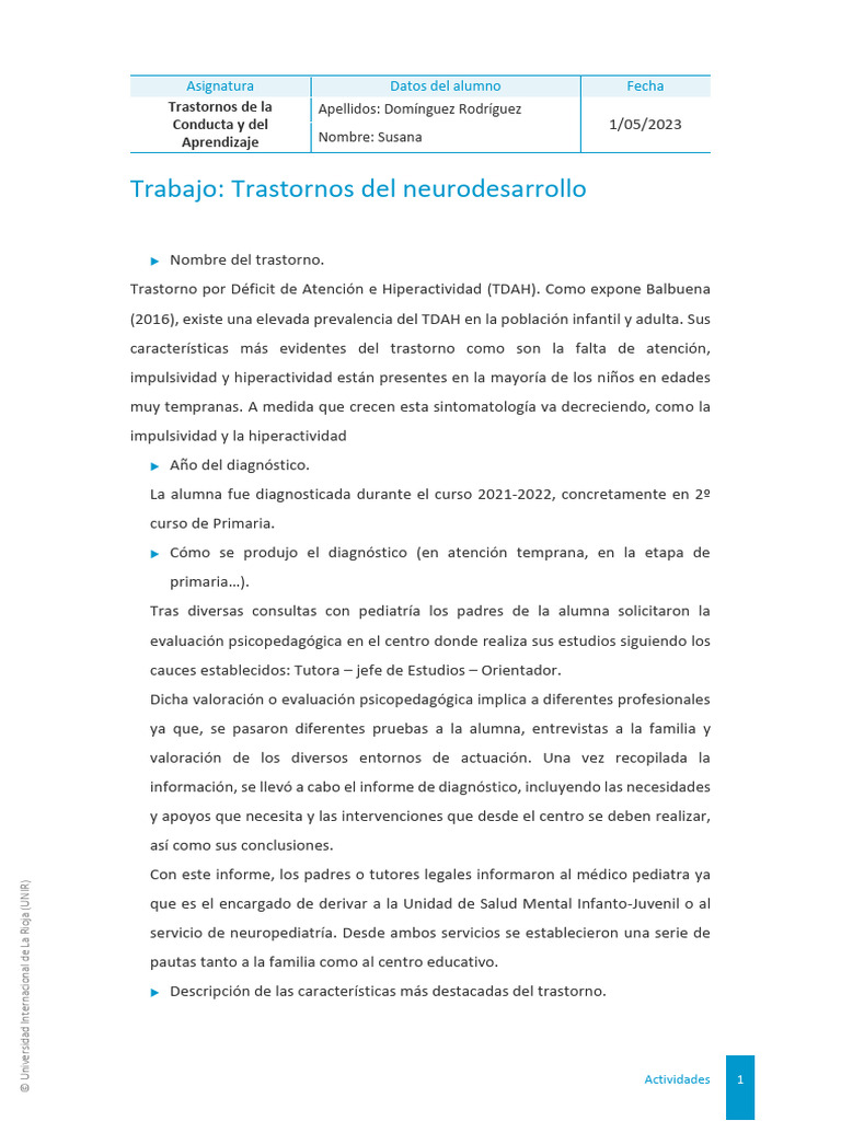 Diagnóstico y Manejo del TDAH en Primaria | PDF
