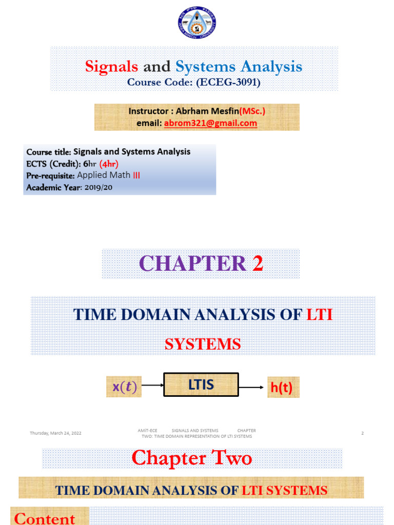 Chapter 2 Time Domain Representation For LTI Systems | PDF