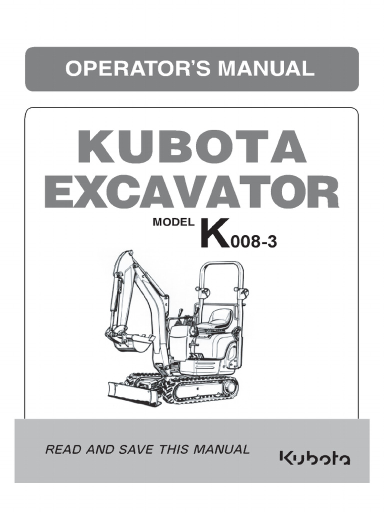 Kubota K008 3 Operators Manual | PDF
