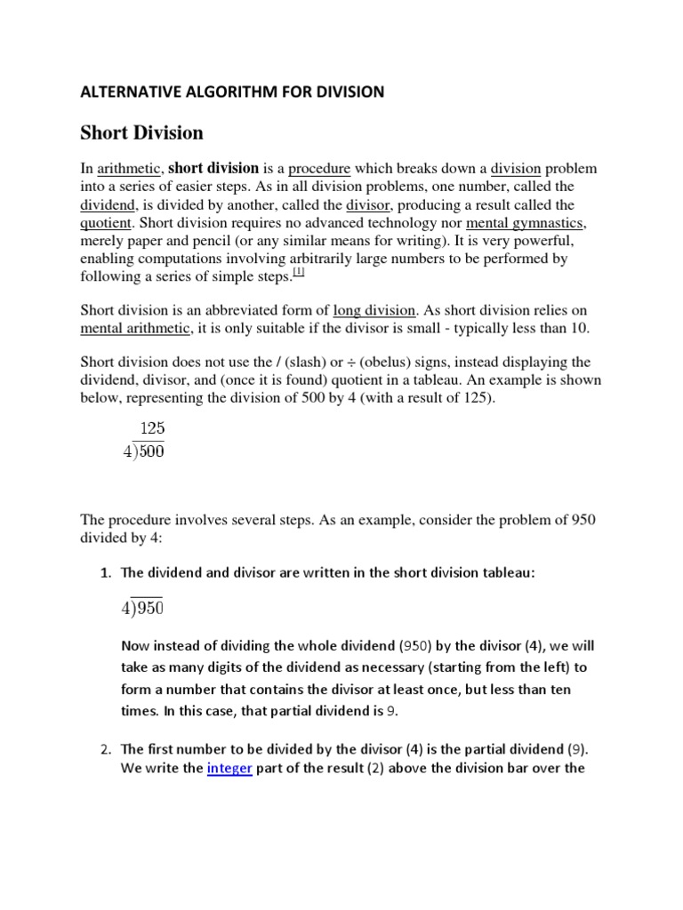 Alternative Algorithm For Division | PDF | Division (Mathematics ...