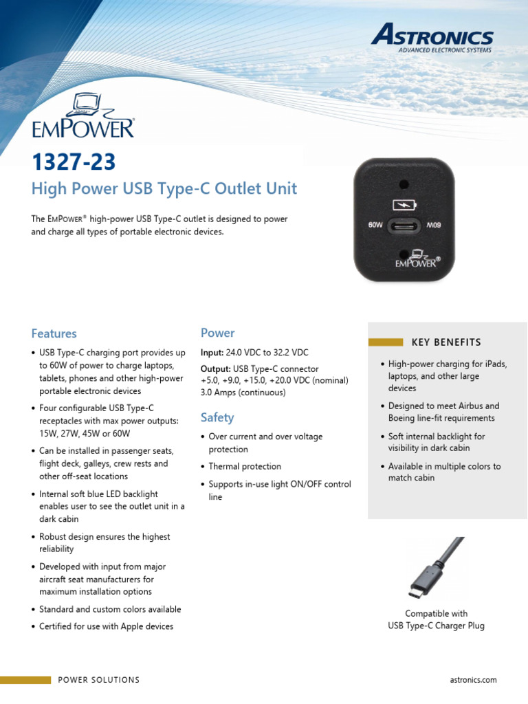 1327-23 USB TypeC OU Datasheet | PDF | Usb | Ac Power Plugs And Sockets