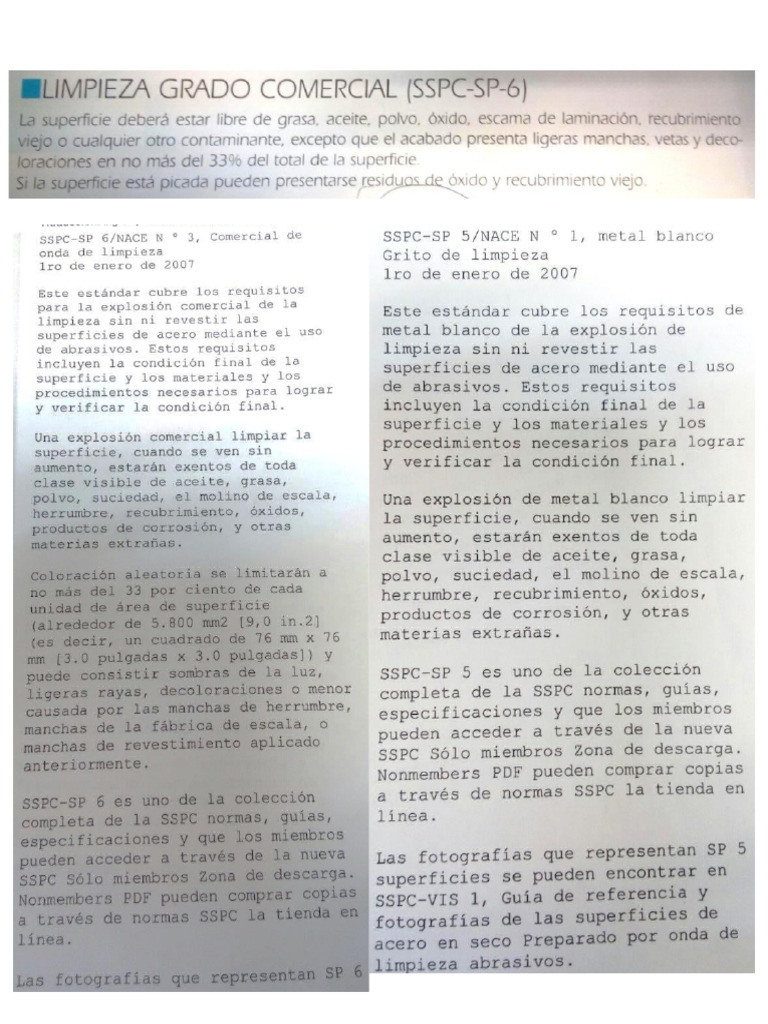 SSPC-SP6, Descripcion en Español | PDF