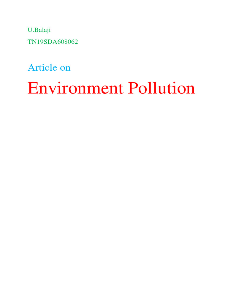 Environment Pollution | PDF | Greenhouse Gas | Air Pollution