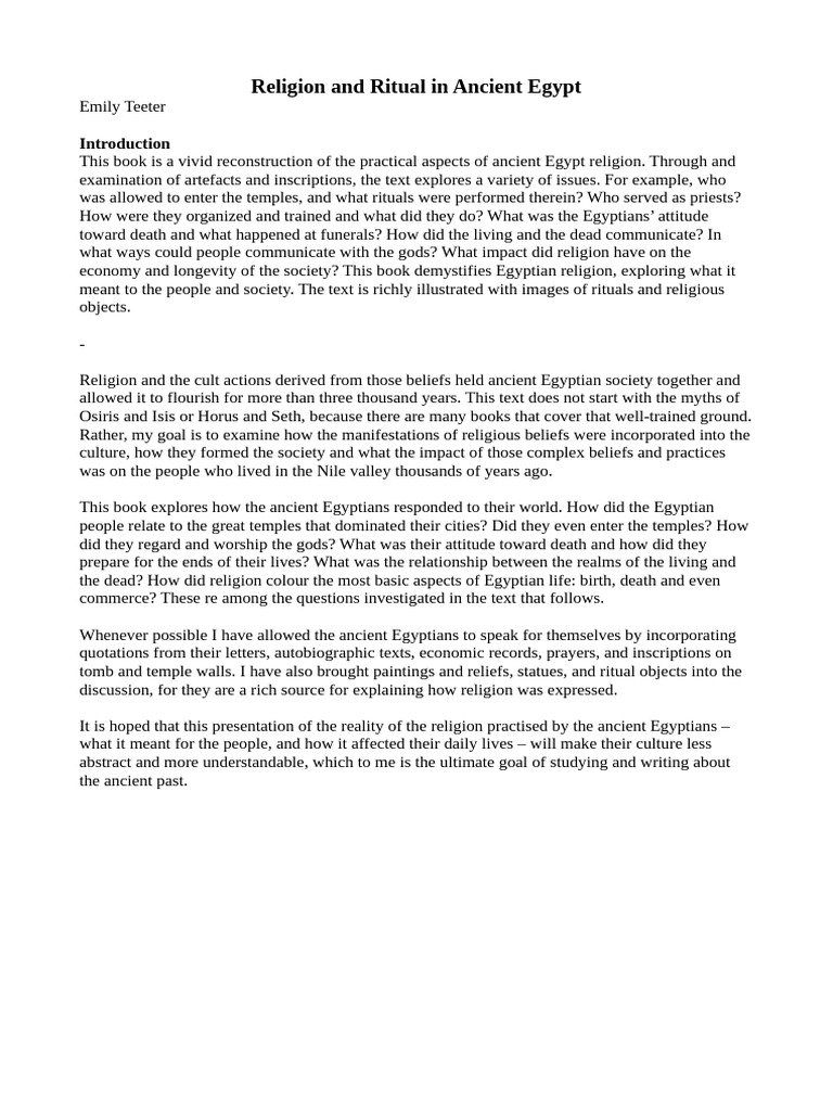 Religion and Ritual in Ancient Egypt by Emily Teeter | Download Free ...