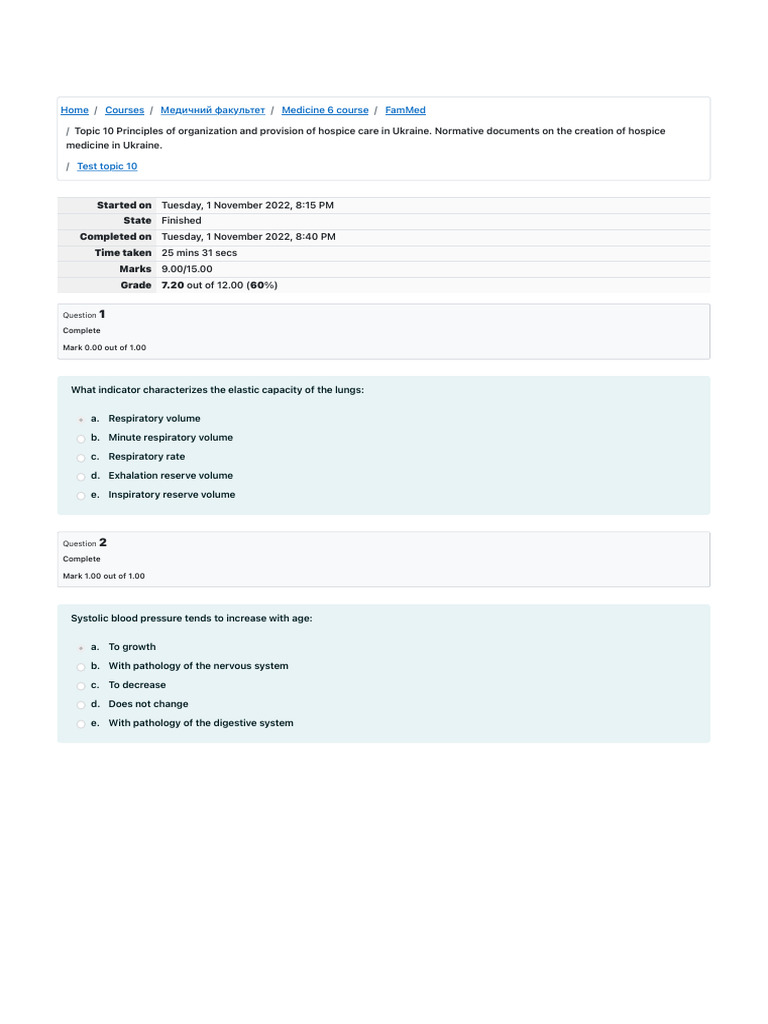 Test Topic 10 - Attempt Review | PDF | Hypertension | Causes Of Death