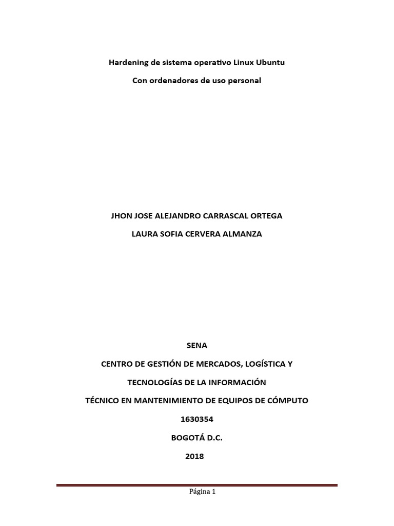 Hardening De Sistema Operativo Linux Ubuntu 03 22 18 Pdf Software De La Aplicacion Sistema 