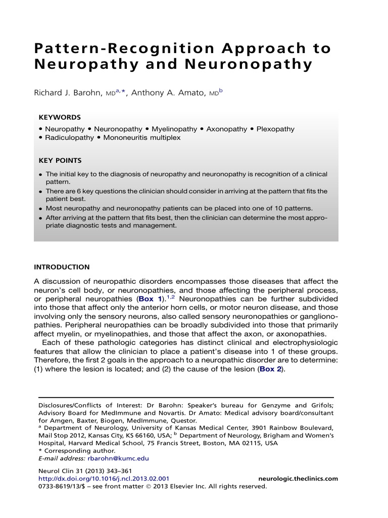 Approach Patter Neuropathies | PDF | Peripheral Neuropathy | Pain