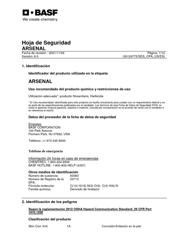 19-35-35-18-11-2021-Arsenal - Sds - Spanish Hoja Seguridad | PDF