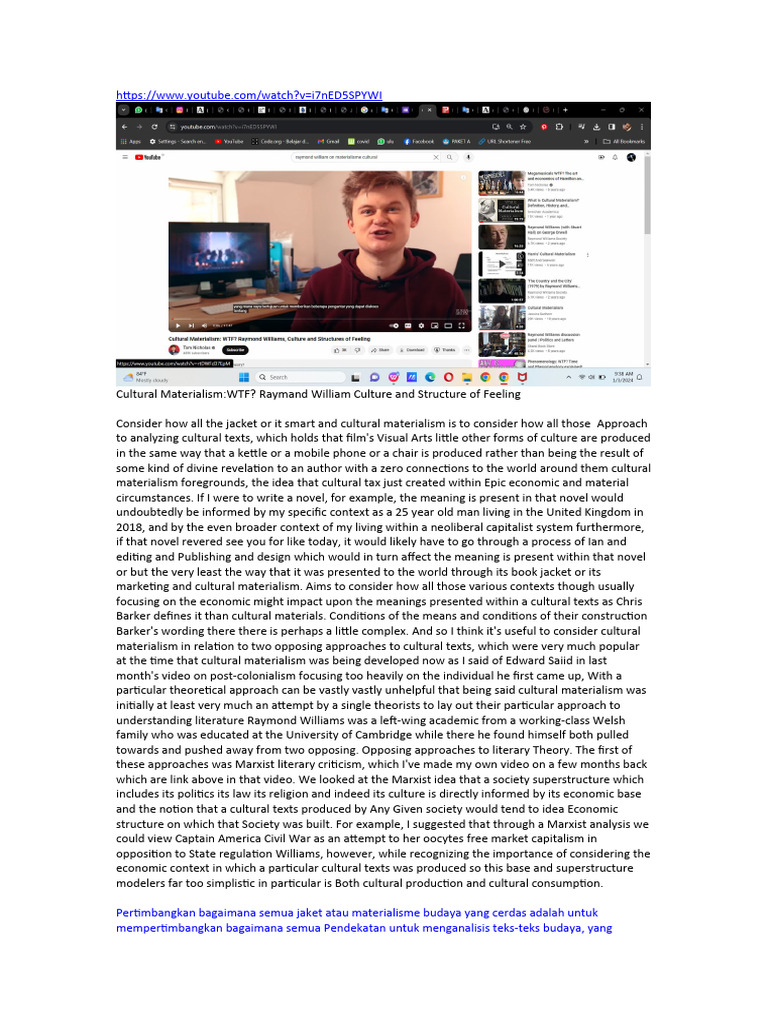 Transcript Youtube Raymond William Culture and Structure of Feeling ...