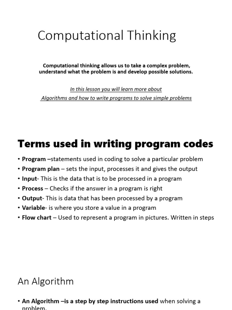 Introduction To Algorithms and Scratch | PDF | Computer Program ...