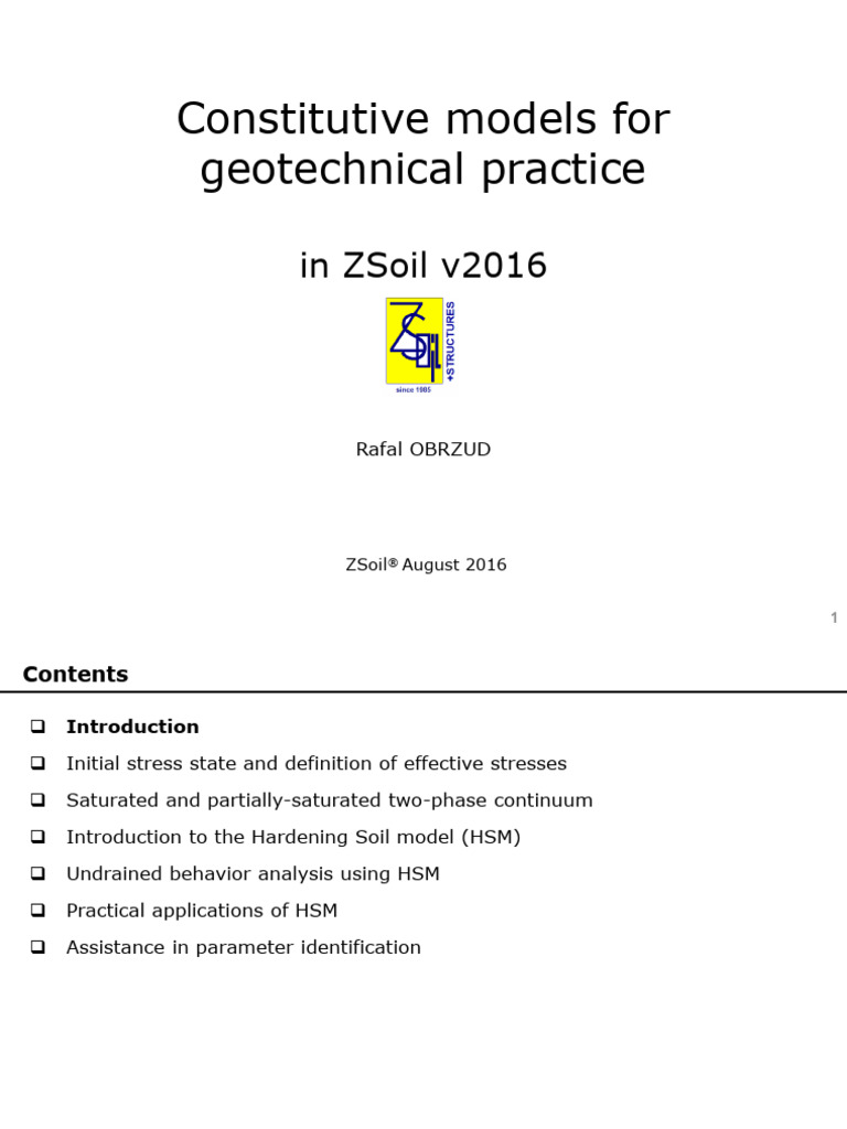 0 ZSoilDay2016 Constitiutive Models For Geotechnical Practice V16.00-En | Download Free PDF ...