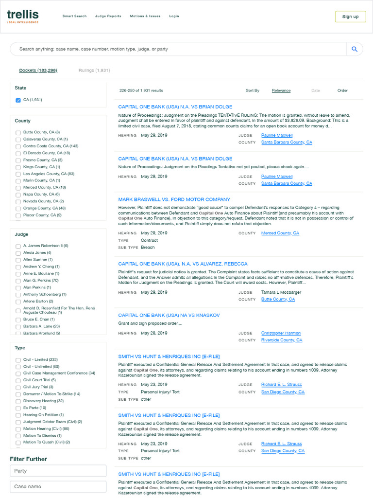 10 - Rulings Related To - Capital One - Page 10 - Trellis | PDF | Judgment (Law) | Default Judgment