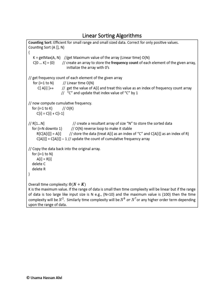 Linear Sorting Algorithms | PDF | Computer Data | Computer Science