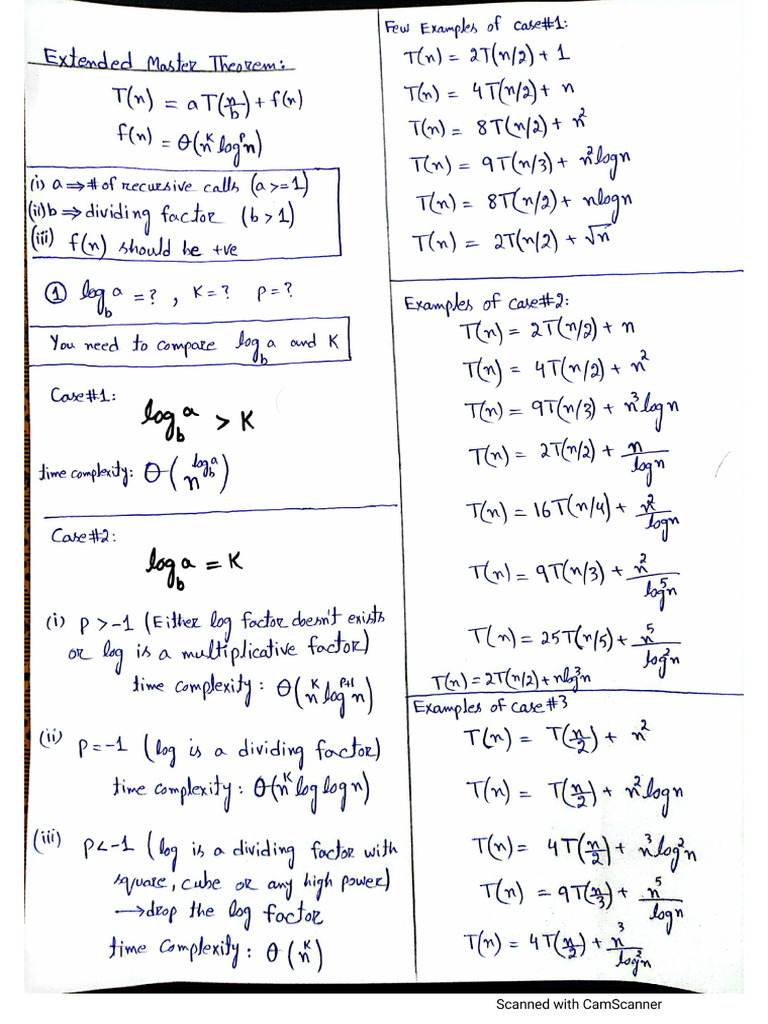 Extended Master Theorem | PDF