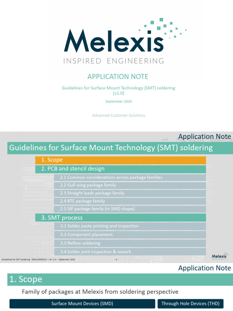 Guidelines Surface Mount Technology SMT Soldering Application Note Melexis | PDF | Printed ...
