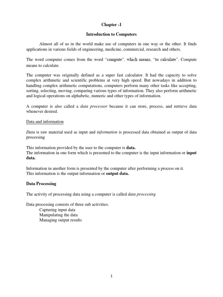 Computer Fundamentals Notes Pdf Computer Data Storage Programming
