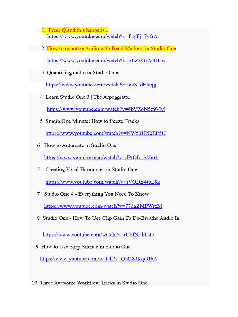 Sudio One Tutorials-In Details | PDF | Recording | Sound Technology