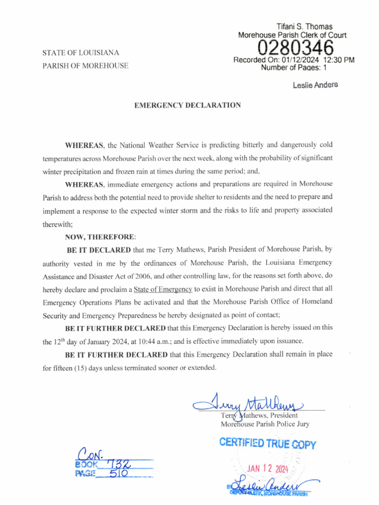 01 12 2024 Emergency Declaration Ice | PDF