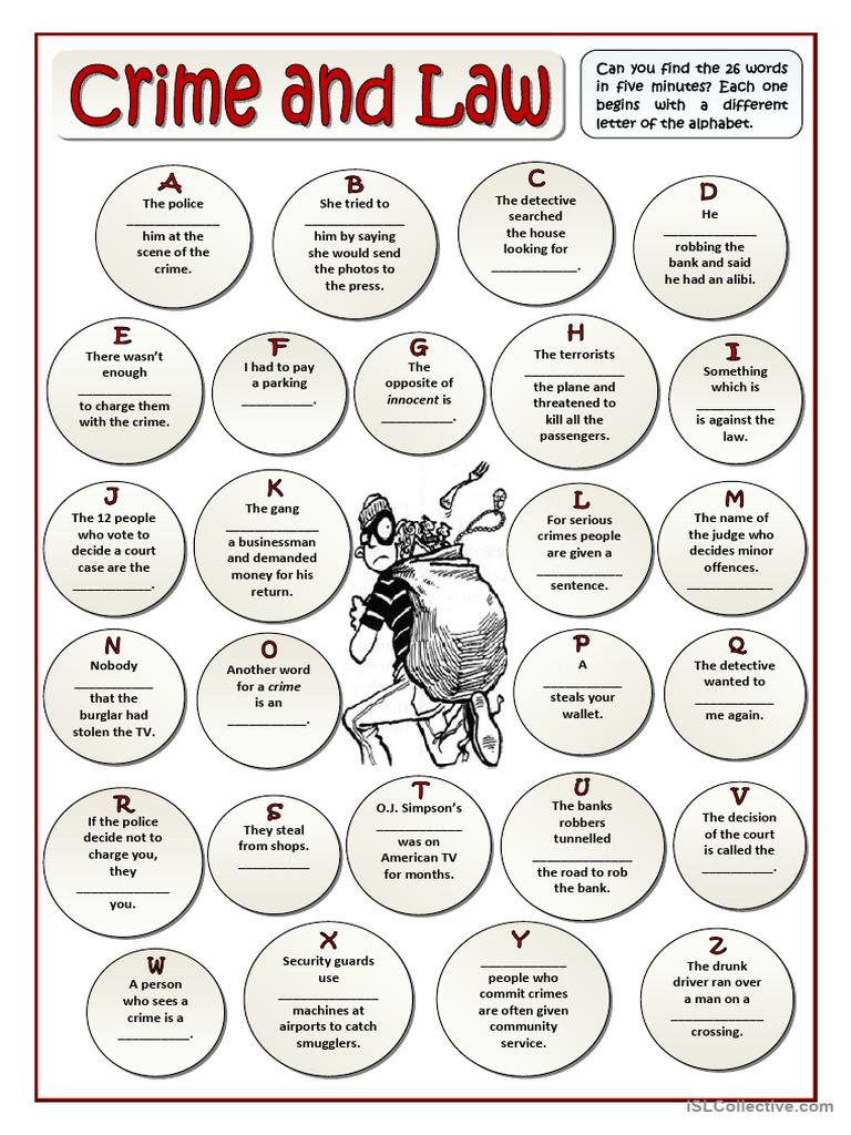 Vocabulary - Crime and Law (No Key) | PDF | Crimes | Crime & Violence