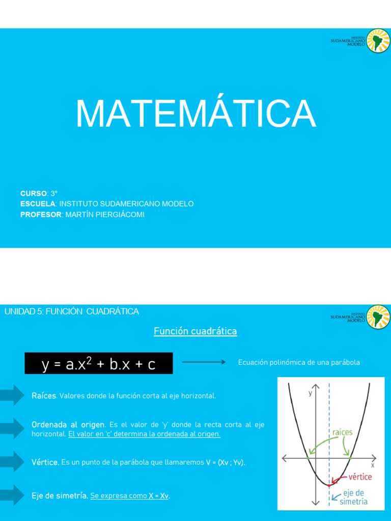 U5 - Función Cuadrática (Apunte de Clase) | PDF | Geometría analítica | Análisis numérico